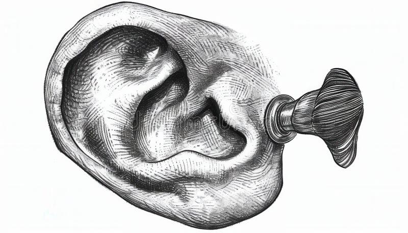 Artistic Rendering of an Ear Combined with a Vintage Hearing Aid at a ...