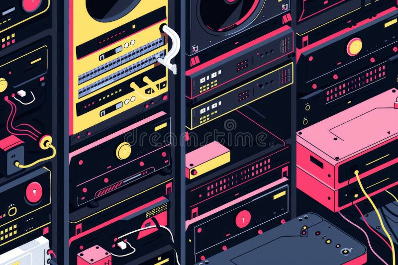 An Intricate Illustration Showcasing a Rack Filled with Various ...