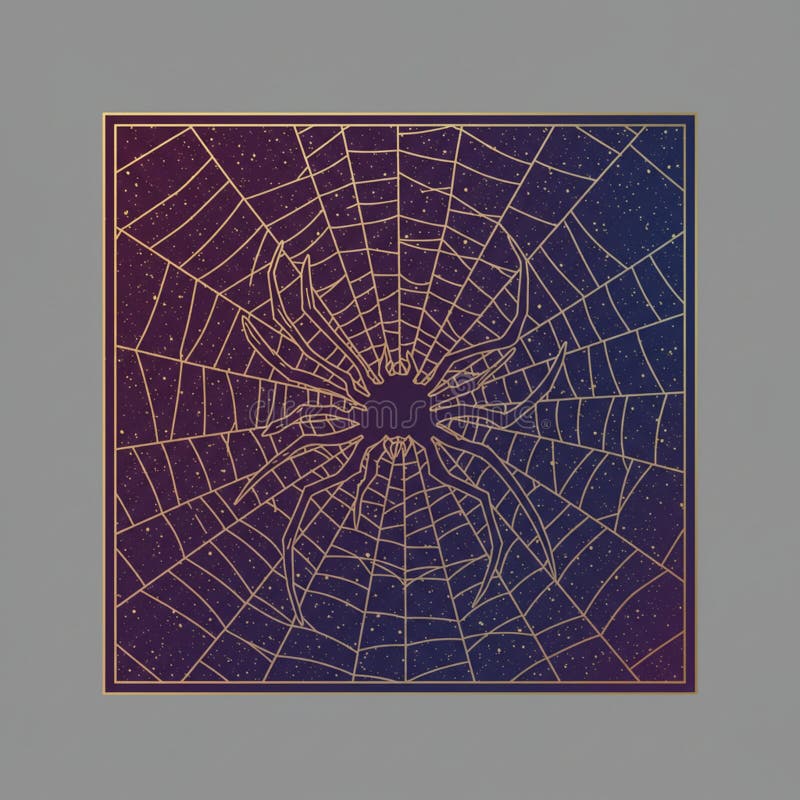 Intricate Illustration of a Spider Web with a Central Spider Outline ...