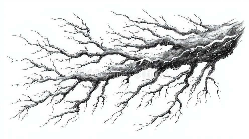 Intricate Illustration of Tree Roots with Detailed Branching Patterns ...