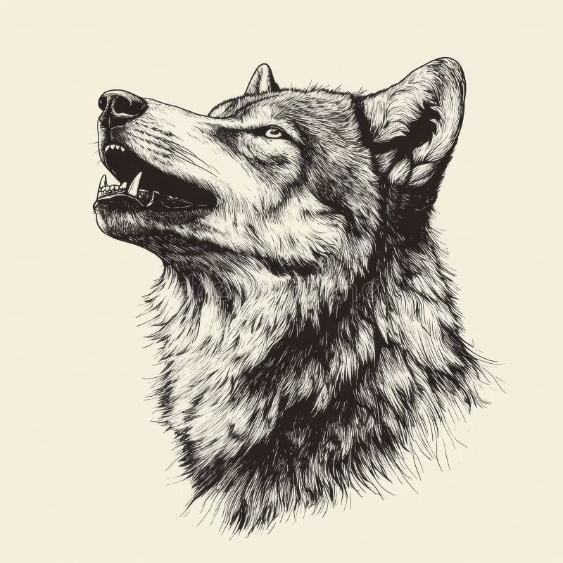 Intricate Illustration of a Wolfs Head in Profile View Stock Illustration - Illustration of ...