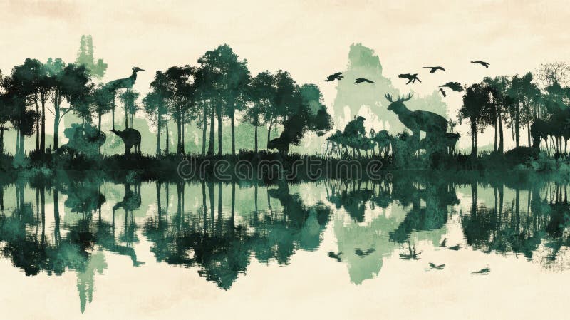 Intricate Illustration Worldwide Wildlife and Diverse Ecosystems Stock ...