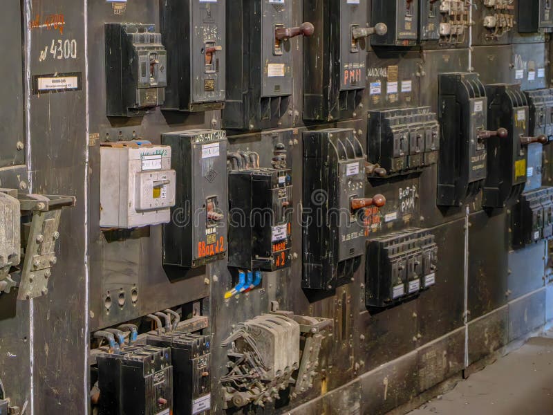 An Intricate Industrial Electrical Panel Showcasing Numerous Switches ...