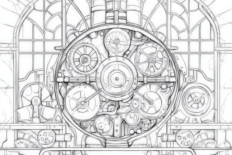 Intricate Industrial Machine Gears and Cogs in Detailed Engineering ...