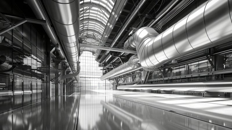 Intricate Industrial Pipe Network Showcases Modern Engineering in a ...