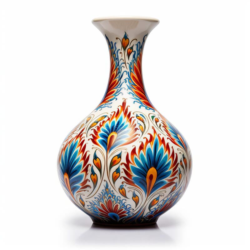 Intricate Iranian Art Pottery Vase with Floral Pattern Design Stock ...