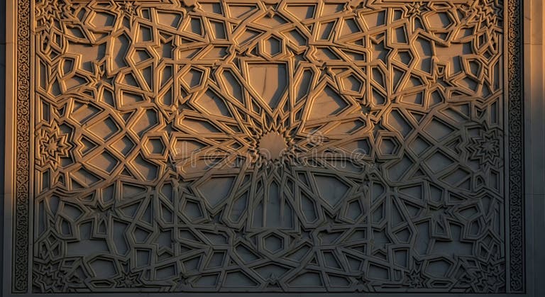 Intricate Islamic Architectural Pattern Featuring Geometric Motifs and Arabesque Stock ...