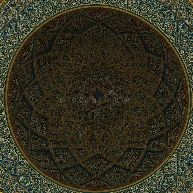 Intricate Islamic Dome Interior Featuring Exquisite Geometric Patterns ...