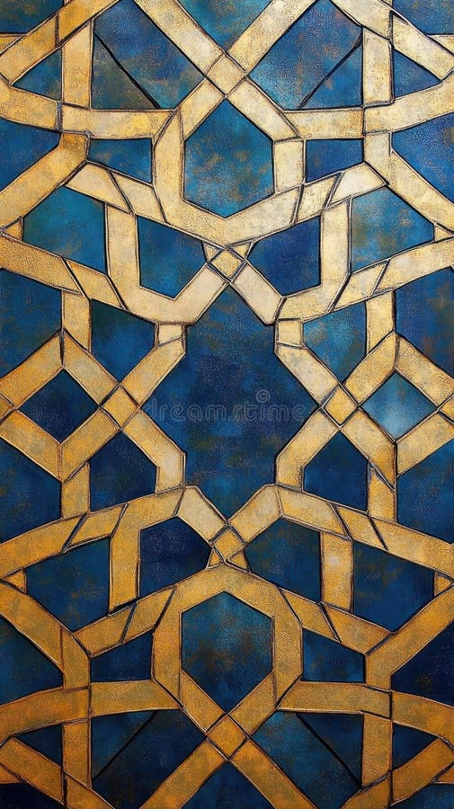 Intricate Islamic Geometric Pattern with Gold and Blue Design Stock ...