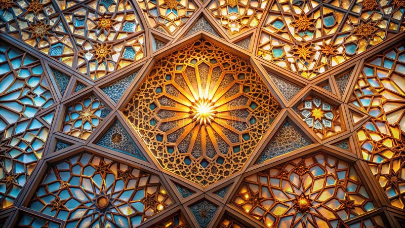 Islamic Geometric Patterns with Soft Lighting Stock Illustration ...