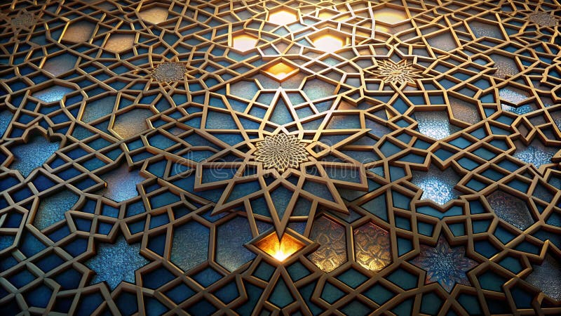 Islamic Geometric Patterns with Soft Lighting Stock Illustration ...