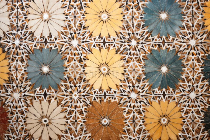 Intricate Islamic Patterns on a Mosques Wall Stock Illustration ...