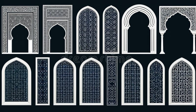 Intricate Islamic Window Designs Featuring Geometric Patterns and ...