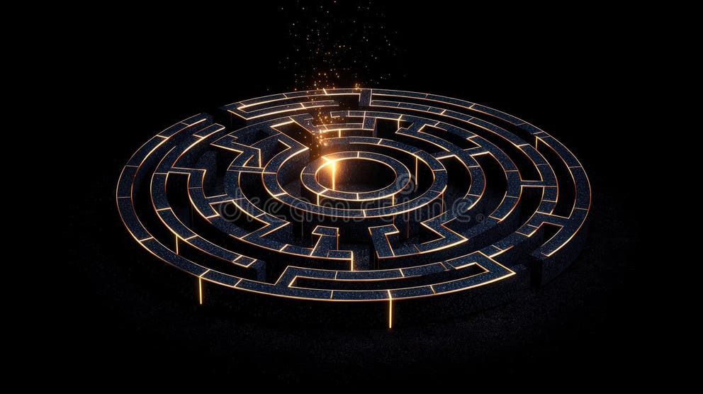 Intricate Labyrinth Design with Glowing Pathway and Mystical Light ...