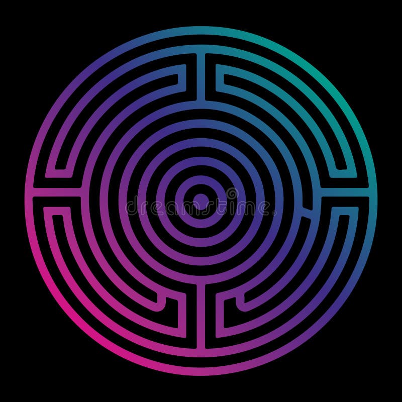 Intricate Labyrinth Design with Vibrant Colors in a Circular Pattern on ...