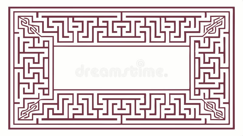 Intricate Labyrinth or Maze Pattern Rectangular Border Frame Design Vector Design Generative AI ...