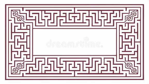 Intricate Labyrinth or Maze Pattern Rectangular Border Frame Design ...