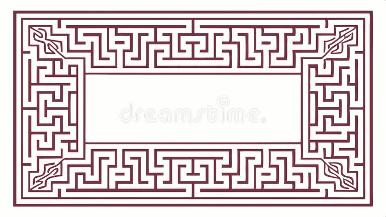 Intricate Labyrinth or Maze Pattern Rectangular Border Frame Design ...