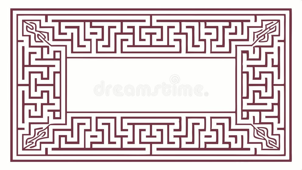 Intricate Labyrinth or Maze Pattern Rectangular Border Frame Design ...