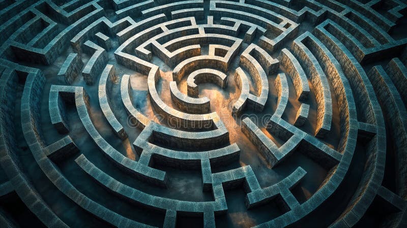 Intricate Labyrinth Pattern with Glowing Light and Shadow Effects. Ai ...