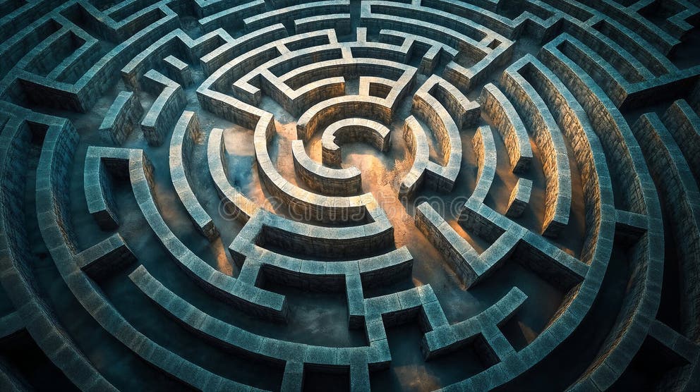 Intricate Labyrinth Pattern with Glowing Light and Shadow Effects. Ai ...