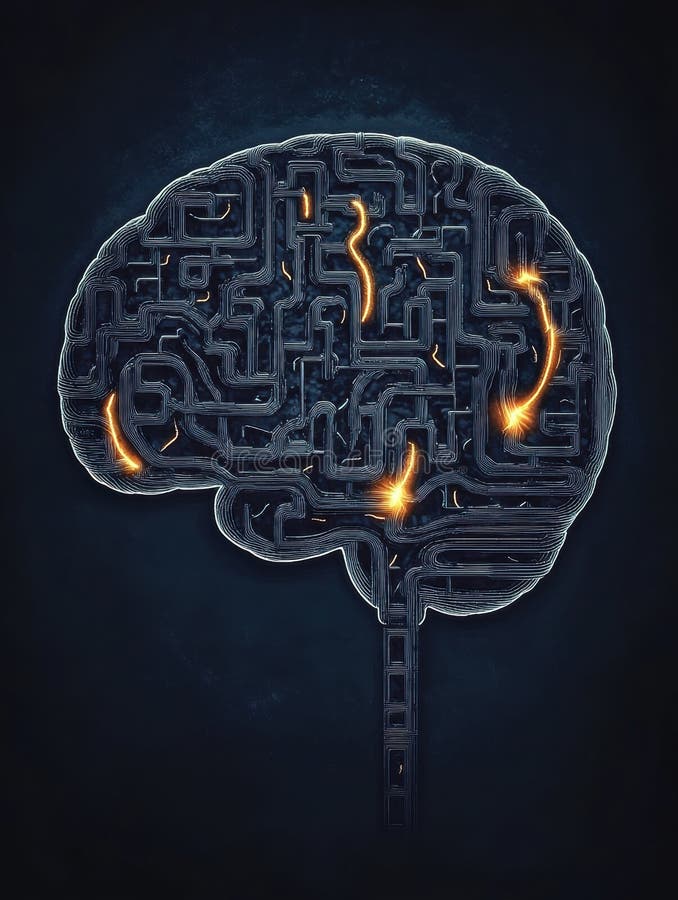 An Intricate Labyrinth Shaped Like a Human Brain Features Illuminated ...