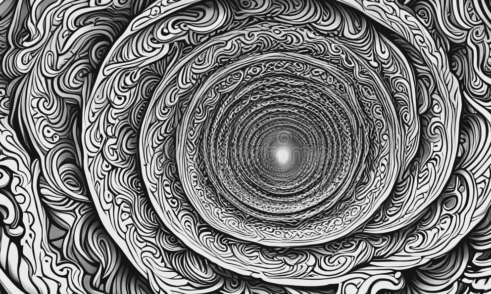 Intricate Labyrinthine Patterns in Black and White, Generative AI Stock ...
