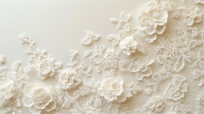 Intricate Lace Patterns in White and Ivory, Evoking Elegance and ...