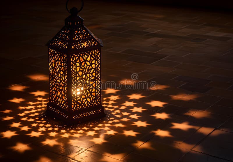 Intricate Lantern Casting Starry Shadows Stock Illustration ...