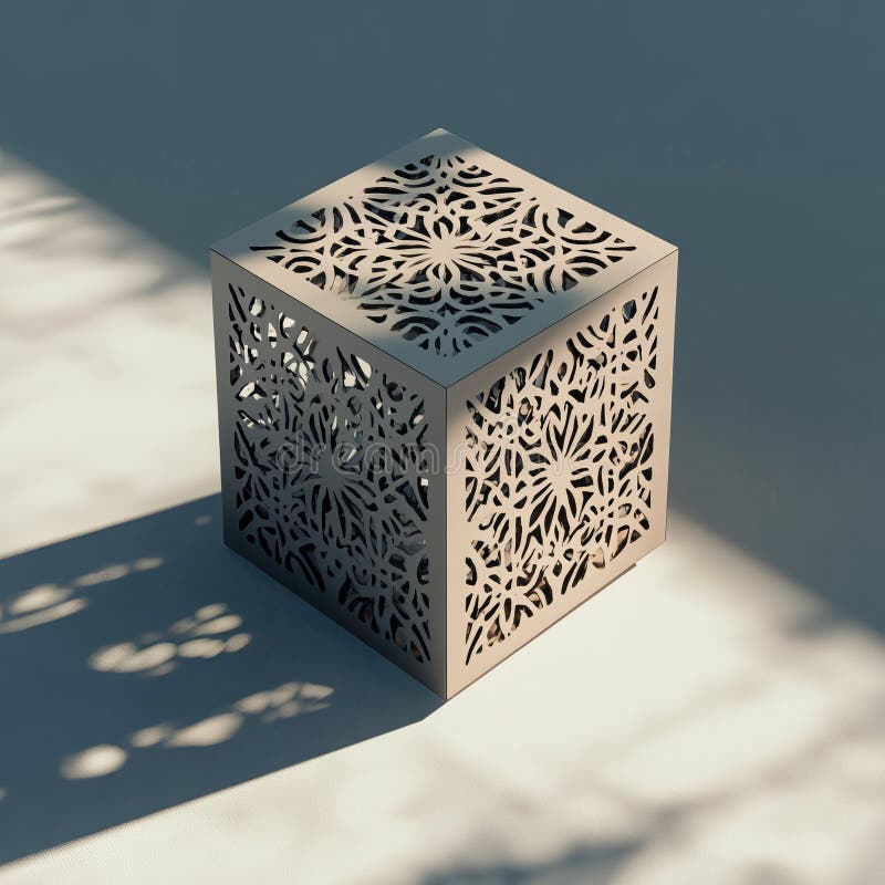 Intricate Laser-Cut Decorative Cube Casting Artistic Shadows on ...