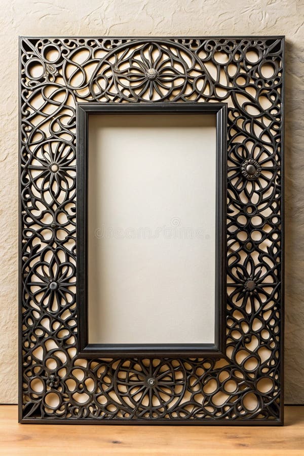 Intricate Laser Cut Metal Panel with Decorative Frame Stock ...