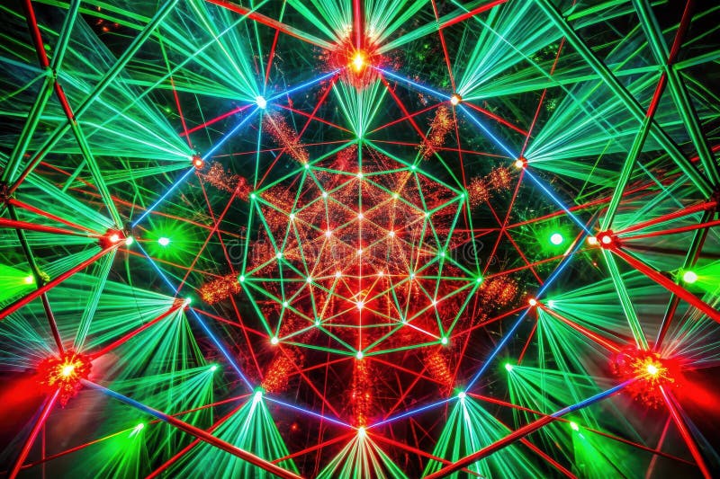 Intricate Laser Light Structure a Kaleidoscope of Red and Green Beams ...