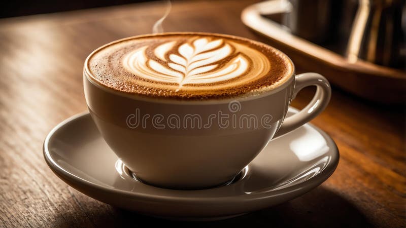 Intricate Latte Art Lightning Bolt Design on Ai Generated Stock ...