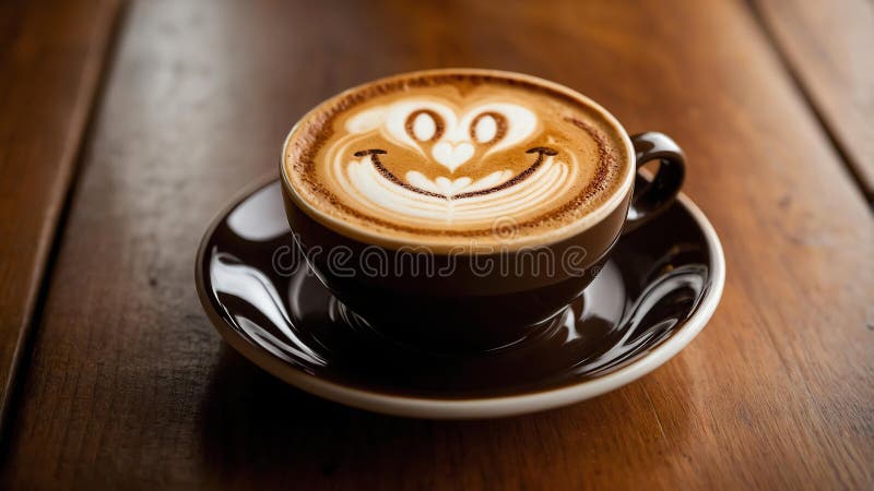Intricate Latte Art Smiley Face Design on a C Ai Generated Stock ...
