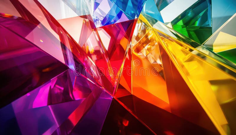 Colorful Crystal Facets Creating a Vibrant Display of Light and Color ...