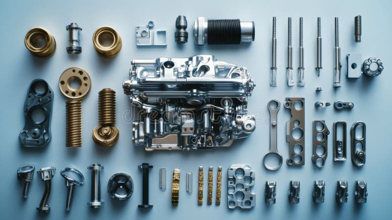 An Intricate Layout Features Various Car Engine Components Such As ...