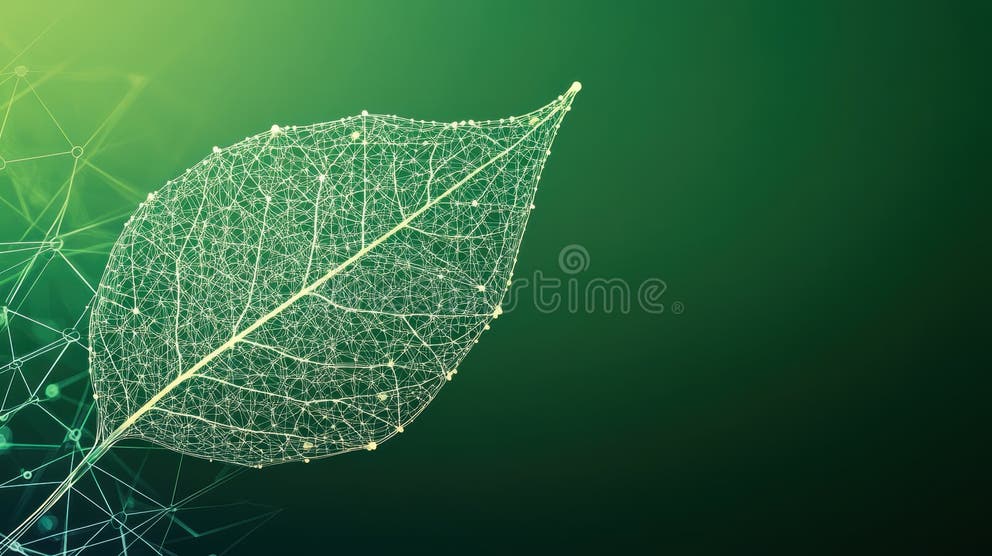 Intricate Leaf Network on a Vivid Green Gradient Background Showcasing ...