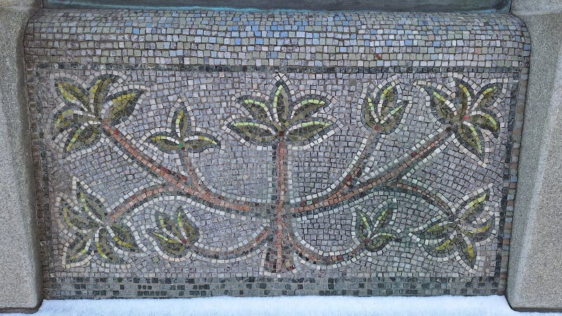 Intricate Leaf Patterned Mosaic Artwork on Stone Surface Stock Image ...