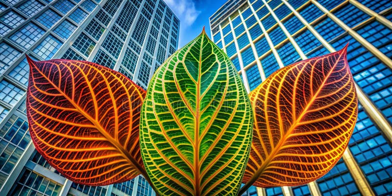 Intricate Leaf Patterns in Architectural Photography Vibrant Colors and ...