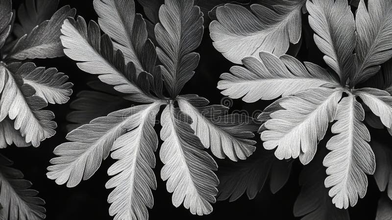 Intricate Leaf Structure Black and White Photography Stock Illustration ...