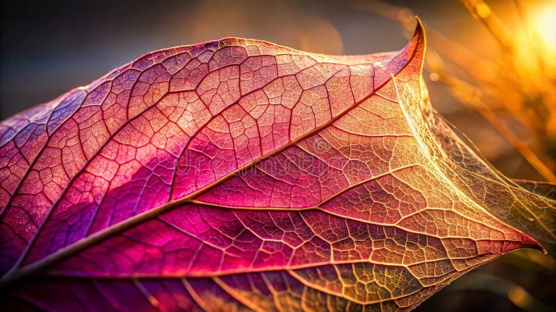 Intricate Leaf Vein Structure Illuminated by Golden Sunlight ...