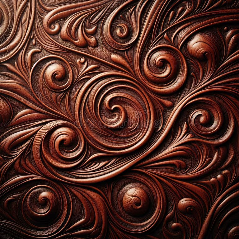 Intricate Leather Carving Patterns with a Deep, Rich Texture Stock ...