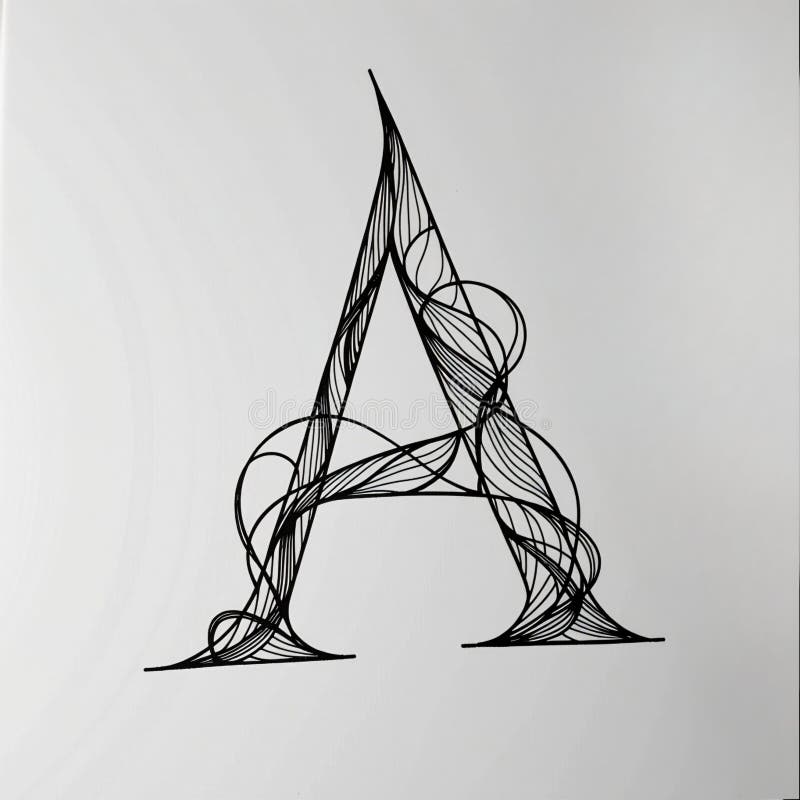 Intricate Line Art Letter a Design, Alphabet Stock Illustration ...