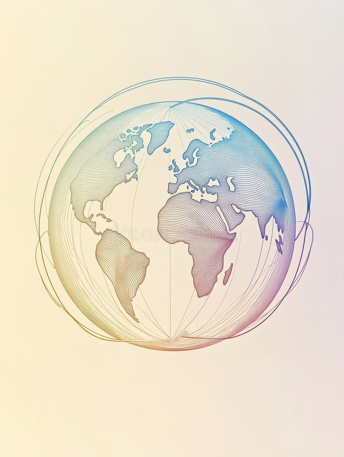 An Intricate Line Drawing of a Globe Symbolizes Global Travel and ...