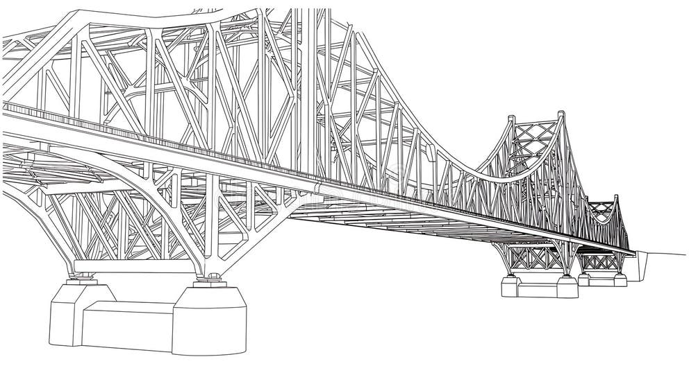 Steel Truss Bridge Stock Illustrations – 383 Steel Truss Bridge Stock ...