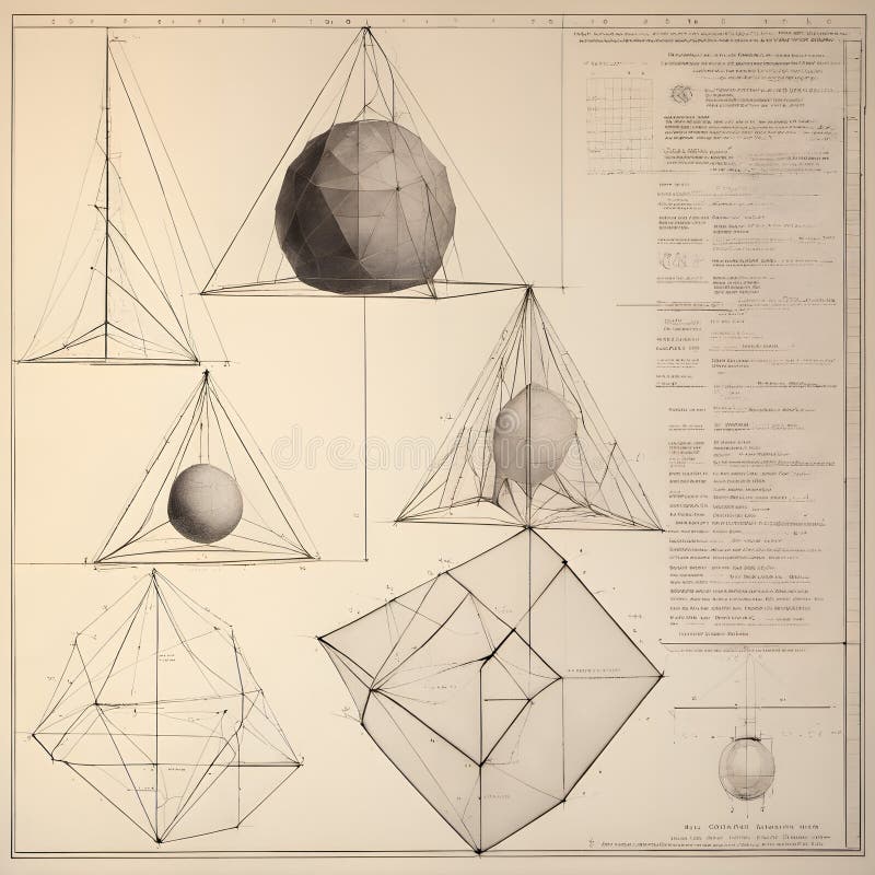 Intricate Line Drawing of Sacred Geometric Shapes and Mathematical ...