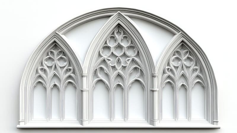 Intricate Line Illustration of Gothic Cathedral Window Isolated on ...