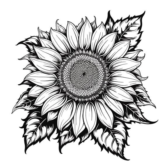 An Intricate Lineart of a Sunflower Stock Illustration - Illustration ...