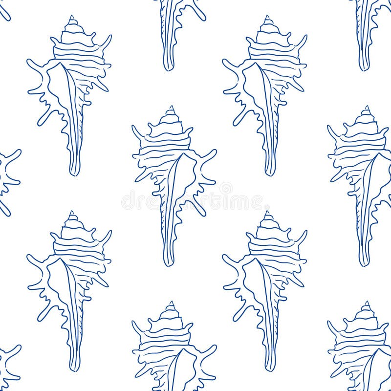 Decorative Patterns of Seashells on a White Background in a Minimalist ...