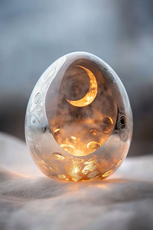 Intricate Lunar Phases are Etched Onto a Silver Easter Egg, Softly ...